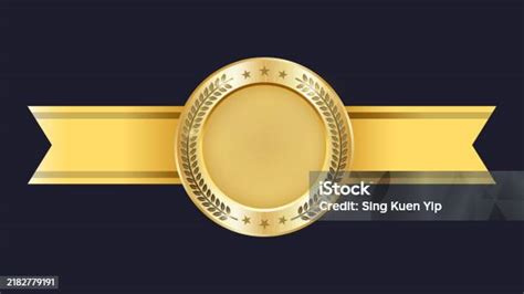 리본이 달린 현실적인 3d 골드 라운드 메달 승자 명예 승리 및 챔피언에 대한 벡터 트로피 일러스트 1위에 대한 스톡 사진 및 기타 이미지 Istock