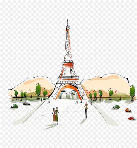 手绘埃菲尔铁塔插画png图片素材下载 图片编号ykebrmgm 免抠素材网