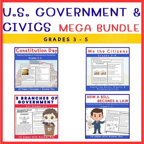 Branches Of Government 4th Grade And Us Government Mega Bundle Civics Unit