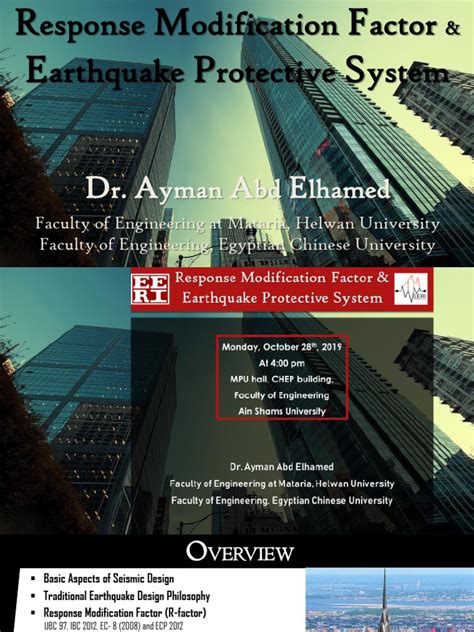 Response Modification Factor And Earthquake Protective System 27 10 2019