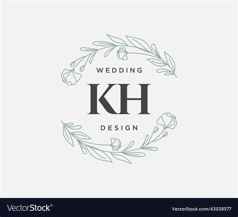 Kh Initials Letter Wedding Monogram Logos Vector Image