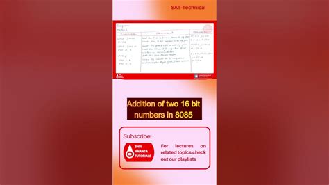 Addition Of Two 16 Bit Numbers In 8085 Shorts 8085 Electronicsengineering 8085programming