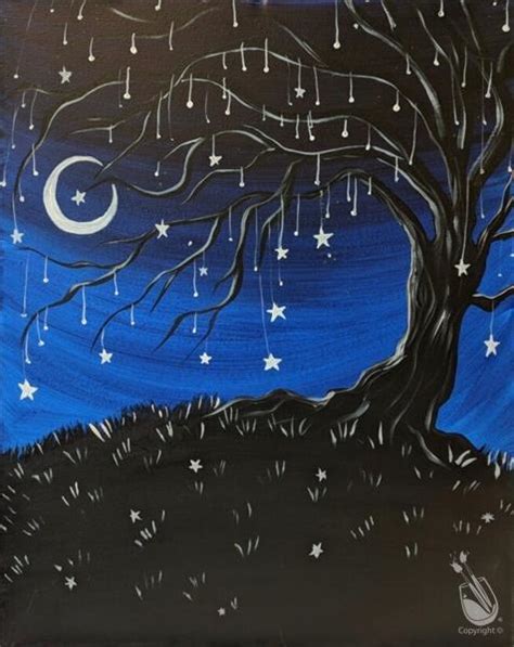 Paintings Of Trees At Night