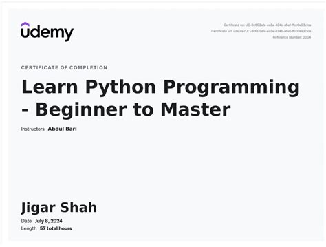 Earned Python Programming Certification From Udemy Jigar S Posted On