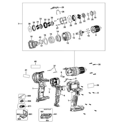 Main Assembly For Dewalt Dcd777 Type 1 Cordless Drill Lands Engineers