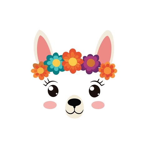 Cute Llama Face Surrounded By Blossoms 54849486 Vector Art At Vecteezy