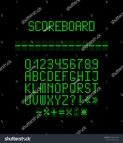 Green Led Scoreboard Font Vector Realistic Stock Vector Royalty Free 1730827768 Shutterstock