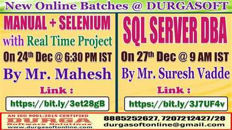New Batches In Online Training Durgasoft Youtube
