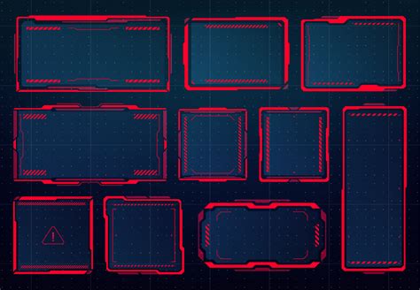Hud Danger Warning And Alert Attention Red Frames 23486819 Vector Art At Vecteezy
