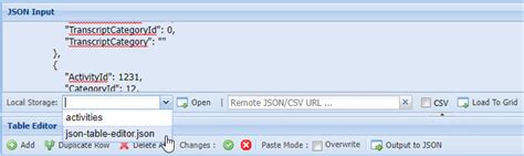 Json Table Editor Enhancements Local Storage Sodeve