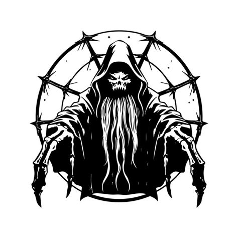 Premium Vector Spider Wizard Mage Vintage Hand Drawn Illustration