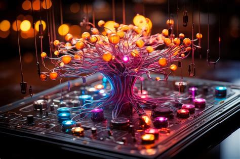 Premium Ai Image Digital Microcircuit With A Red Light Inside