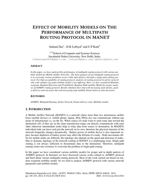 Pdf Effect Of Mobility Models On The Performance Of Multipath Routing