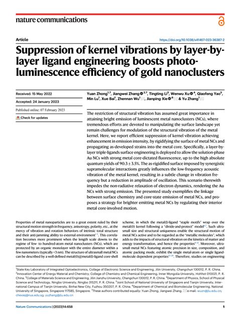 Pdf Suppression Of Kernel Vibrations By Layer By Layer Ligand