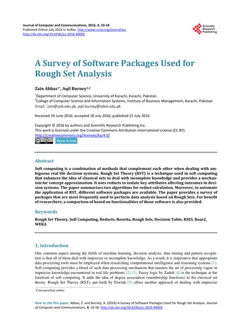 pdf a survey of software packages used for rough set analysis
