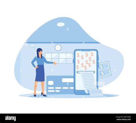 Online Payment Concept Digital Billing Woman Paying Bills Online