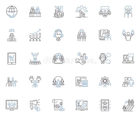 Enterprise Platform Line Icons Collection Scalability Efficiency Integration Automation