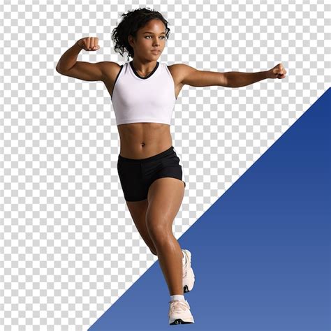 Premium Psd A Woman Jumping In The Air With A White Tank Top On