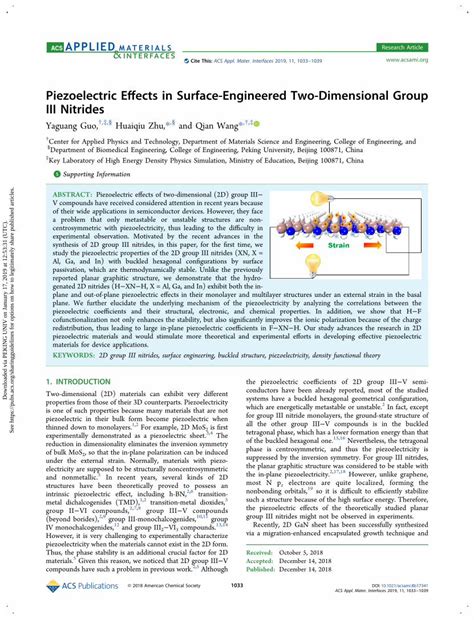 Pdf Piezoelectric Effects In Surface Engineered Two · Synthesis