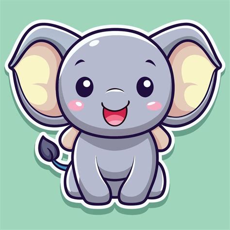 Un Linda Elefante Pegatina Con Alas Y Un Sonrisa 54663963 Vector En