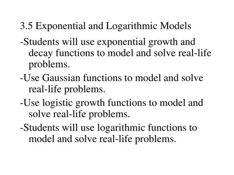 PPT Mathematical Modeling Exponential Gaussian And Logarithmic Functions For Real Life