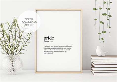 Pride Definition Prints Pride Dictionary Art Mindset Print