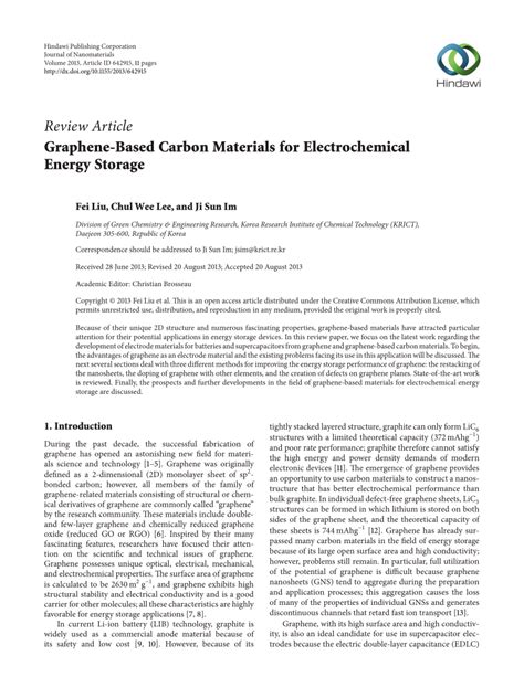 PDF Graphene Based Carbon Materials For Electrochemical Energy Storage