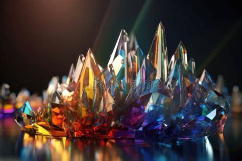 Closeup Of Glass Crystals And Prisms With Color Spectrum Rays Abstract Optic Art Background