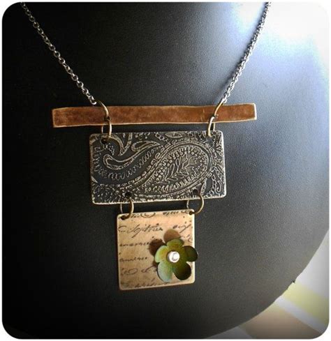 Mixed Metal Etched Necklace By Coccojewelry On Etsy 2950 Handmade