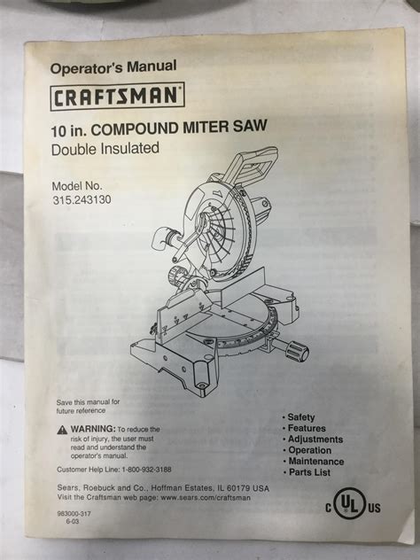 Lot Craftsman 10 Compound Miter Saw 315 243130