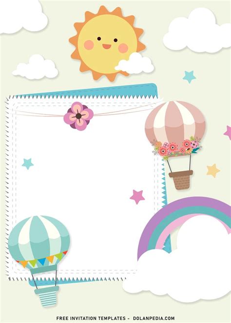 9 Adorable Hot Air Balloons Birthday Invitation Templates Hot Air