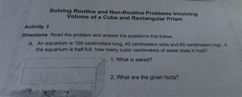 Solved Solving Routine And Non Routine Problems Involving Volume Of A Cube And Rectangular