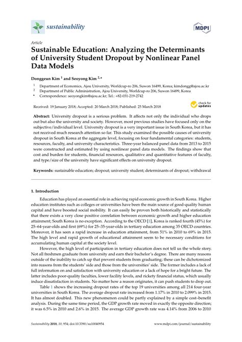Pdf Sustainable Education Analyzing The Determinants Of University
