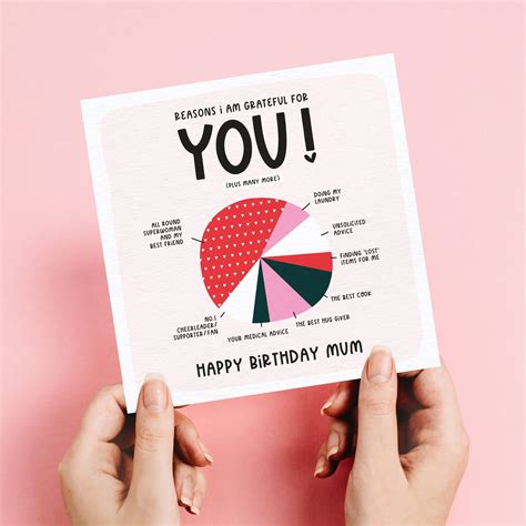 Mum Pie Chart Pie Chart Birthday Card Mum Birthday Card Etsy