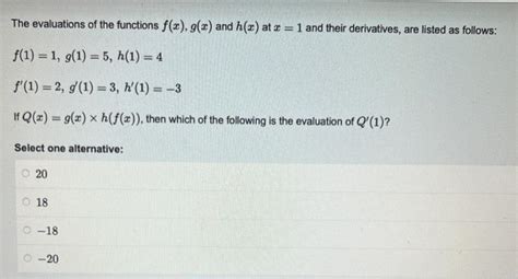 solved the evaluations of the functions f x g x and h x