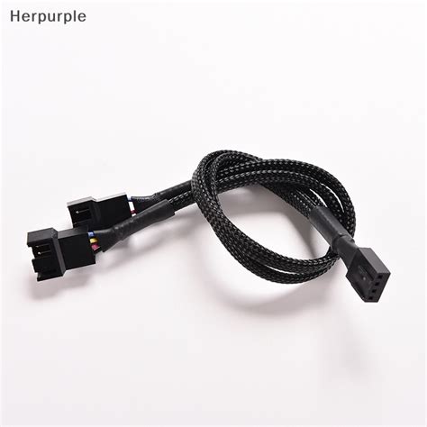 herpurple 4pin pwm to dual pwm computer case fan power sleeved y
