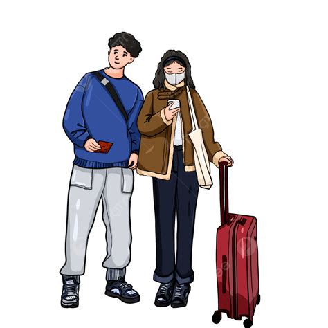 손으로 그린 커플 여행 그림 겨울 여행 트래블 Png 일러스트 및 Psd 이미지 무료 다운로드 Pngtree