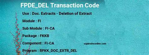 FPDE DEL SAP Tcode For Doc Extracts Deletion Of Extract