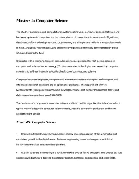 masters in computer science pdf postgraduate education college