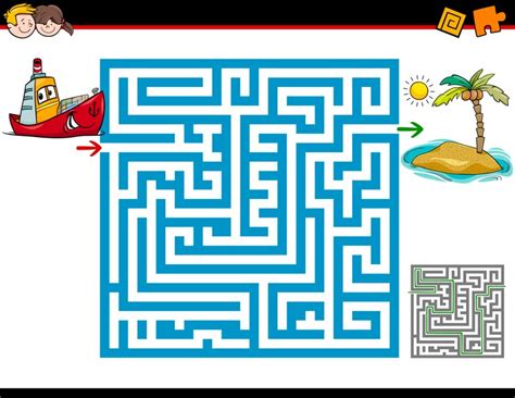 어린이를위한 미로 활동 프리미엄 벡터