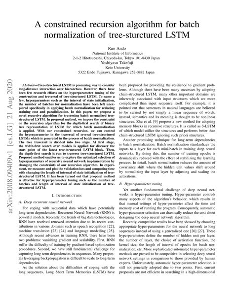 pdf a constrained recursion algorithm for batch normalization of tree