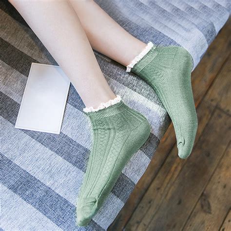 일본 하라주쿠 귀여운 여성 로우 컷 코튼 발목 양말 여학생 소녀 스위트 캐주얼 레이스 프릴 공주 양말 핑크 2021 양말 Aliexpress