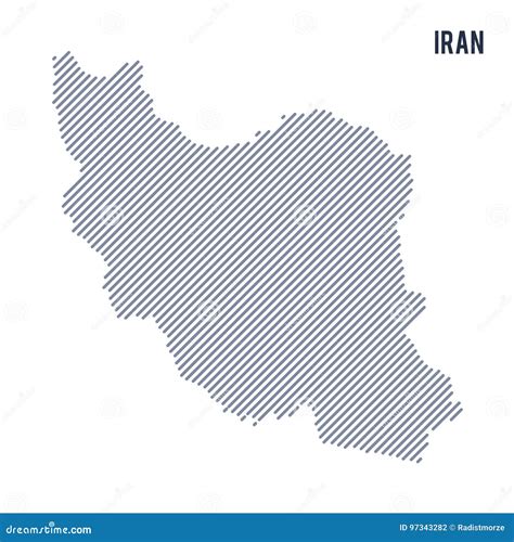 Vector Abstract Hatched Map Of Iran With Oblique Lines Isolated On A