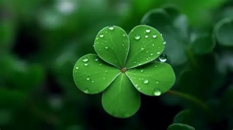 물방울이 있는 잎이 많은 녹색 네 잎 클로버 행운을 가져다주는 네잎 클로버 고화질 사진 사진 운 배경 일러스트 및 사진