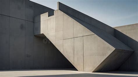 Minimalist Abstract Concrete Structure With Sharp Angles And Ambient Light Stock Image Image