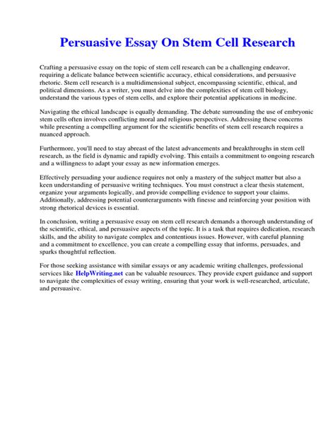 Persuasive Essay On Stem Cell Research Pdf Search Engine