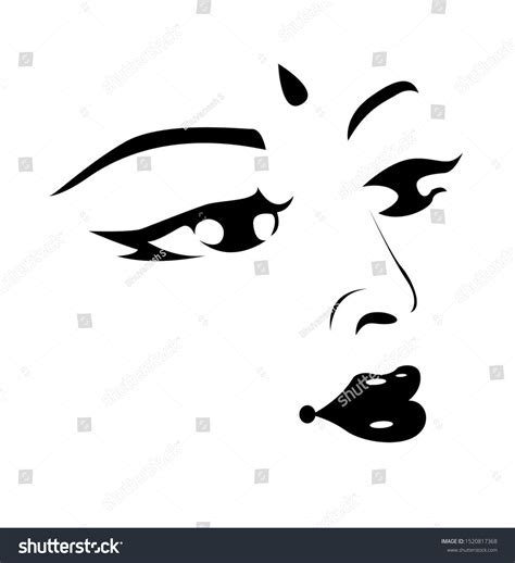 Face Drawing Woman Devi Goddess Indian Stock Vector Royalty Free