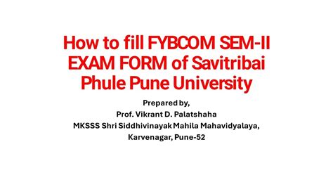 How To Fill Fybcom Sem Ii Exam Form Of Savitribai Phule Pune University Youtube