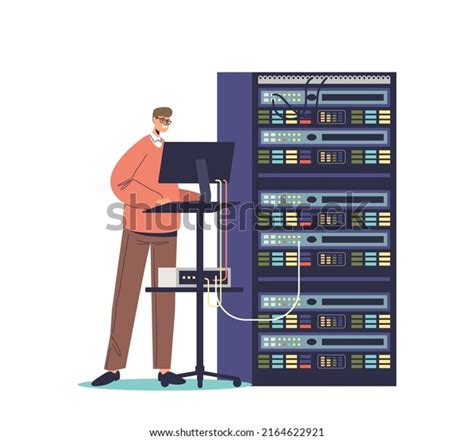 Young Male Sysadmin Work Man Working Stock Vector Royalty Free 2164622921 Shutterstock