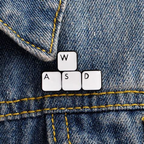 creative wasd keyboard enamel pin funny computer keyboard brooch badges